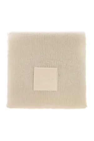 AMI Paris Scarf With Sewn-on Logo - Cream