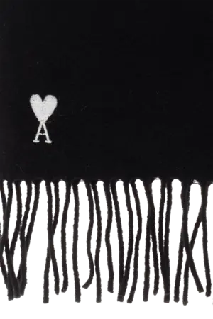 AMI Paris Wool Scarf With Logo