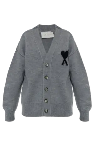 AMI Paris Wool Cardigan With Logo