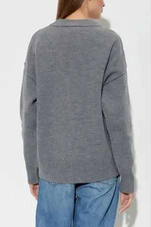 AMI Paris Wool Cardigan With Logo
