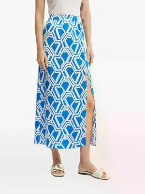 MORGAN Geometric-pattern Midi Skirt - Blue