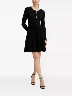 MORGAN Ribbed-knit Button-detail Mini Dress
