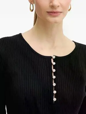 MORGAN Ribbed-knit Button-detail Mini Dress