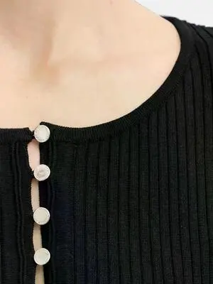 MORGAN Ribbed-knit Button-detail Mini Dress