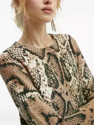 MORGAN Snake-print Long-sleeve Dress