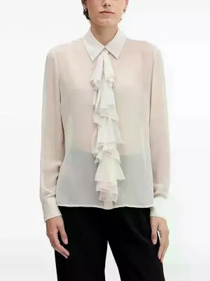 Sisley Ruffled Collared Blouse - Neutrals