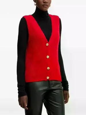 MORGAN Button V-neck Knit Vest