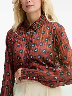 MORGAN Geometric-print Sheer Shirt