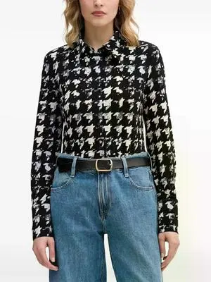 Sisley Houndstooth Buttoned Shirt - Black