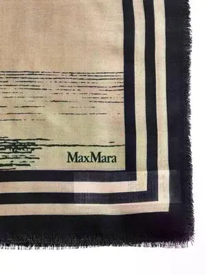 Max Mara Logo-print Frayed Scarf