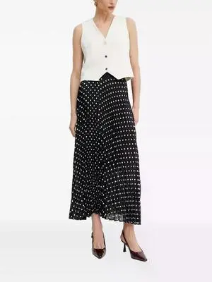 MORGAN Polka-dot Pleated Midi Skirt