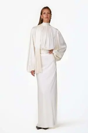 SAME Draped Fringe Silk Blouse