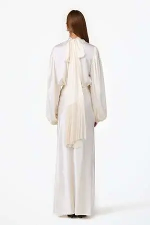 SAME Draped Fringe Silk Blouse