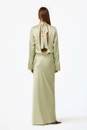 SAME Silk Long Sleeve Blouse - Sage