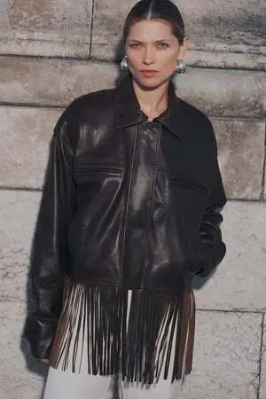 SAME The Fringe Leather Jacket - Espresso