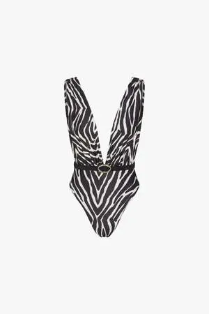 SAME Belted V One Piece Zebra