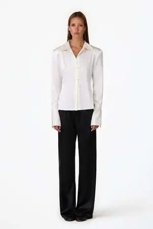 SAME Tailored Silk Blouse - Cream