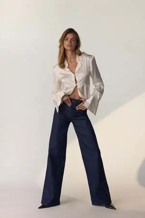 SAME Tailored Silk Blouse - Cream