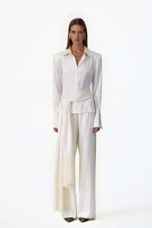 SAME Tailored Silk Blouse - Cream