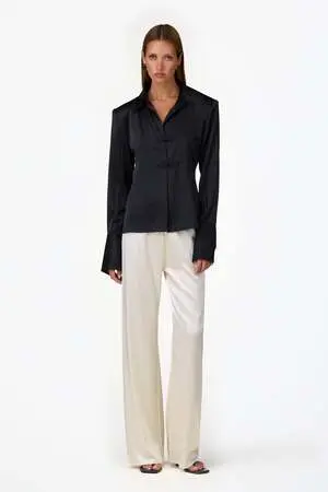 SAME Tailored Silk Blouse - Black