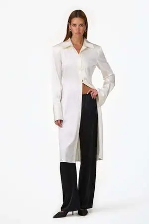 SAME Tailored Silk Duster - Cream