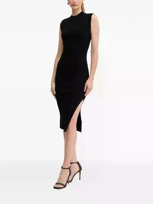 MORGAN Lace-panelled Ribbed-knit Midi Dress