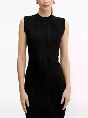 MORGAN Lace-panelled Ribbed-knit Midi Dress