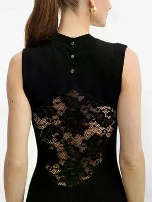 MORGAN Lace-panelled Ribbed-knit Midi Dress