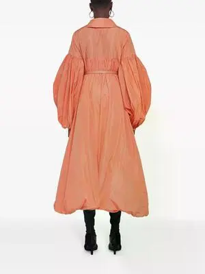 JIL SANDER Puff-sleeve Pleated Taffeta Dress