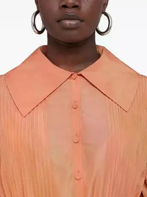 JIL SANDER Puff-sleeve Pleated Taffeta Dress