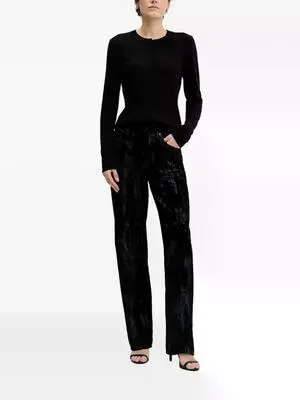 Sisley Crew-neck Knitted Cardigan - Black