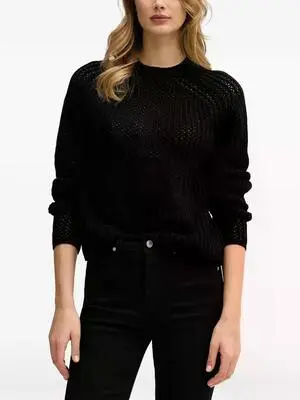 Sisley Openwork Knitted Sweater - Black