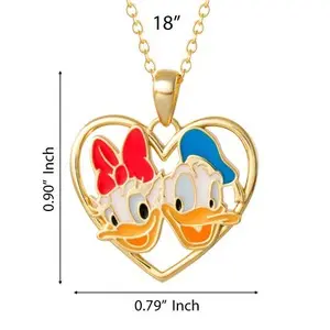 Disney Donald And Daisy Duck Heart Necklace 18" Official License