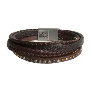 Lucky Brand Stainless Steel And Pu Leather Bracelet For - Black