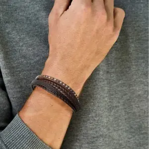 Lucky Brand Stainless Steel And Pu Leather Bracelet For