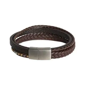 Lucky Brand Stainless Steel And Pu Leather Bracelet For