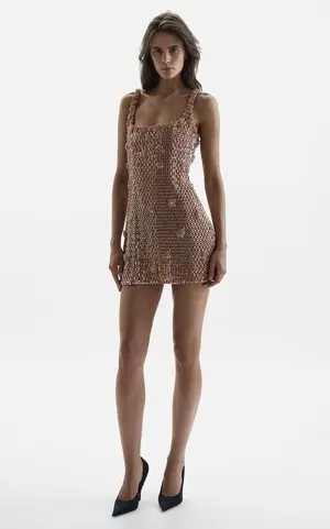 Rachel Gilbert Solana Mini Dress - Rose Gold