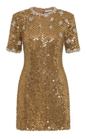 Rachel Gilbert Kylo Sleeve Mini Dress - Gold