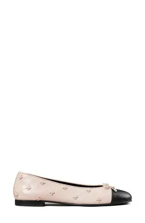 Tory Burch Cap Toe Bunny Knot Ballet Flat - Rose/black