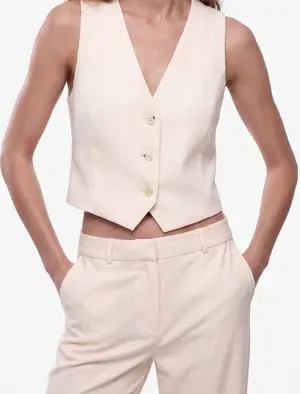 Koton V-neck Sleeveless Tailored Buttoned Vest