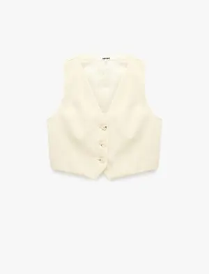 Koton V-neck Sleeveless Tailored Buttoned Vest