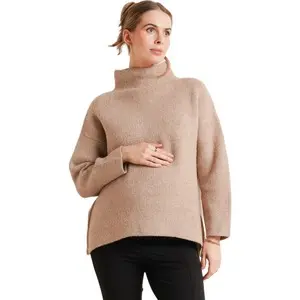NOM MATERNITY Lia Side-zip Maternity & Nursing Turtleneck Sweater