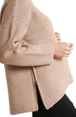 NOM MATERNITY Lia Side-zip Maternity & Nursing Turtleneck Sweater