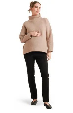 NOM MATERNITY Lia Side-zip Maternity & Nursing Turtleneck Sweater