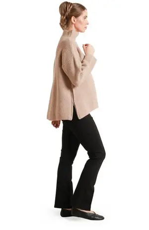 NOM MATERNITY Lia Side-zip Maternity & Nursing Turtleneck Sweater