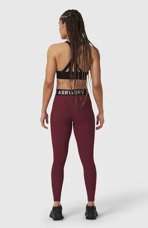 ASRV Lycra Ribbed Legging - Crimson