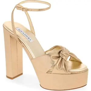 AQUAZZURA Cupid Ankle Strap Platform Sandal - Platino