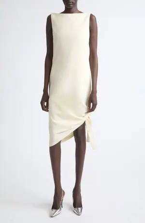 Carolina Herrera Asymmetrical Boatneck Sheath Dress - Ivory