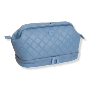 Joan & David Diamond Quilted Puffer Sport Nylon Cosmetic Bag - Denim