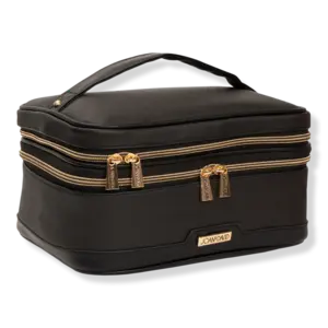 Joan & David Top Handle Saffiano Train Case Cosmetic Bag Black
